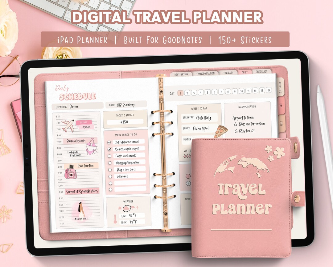 Pink Digital Travel Planner for Goodnotes: iPad Vacation Itinerary (PDF ...