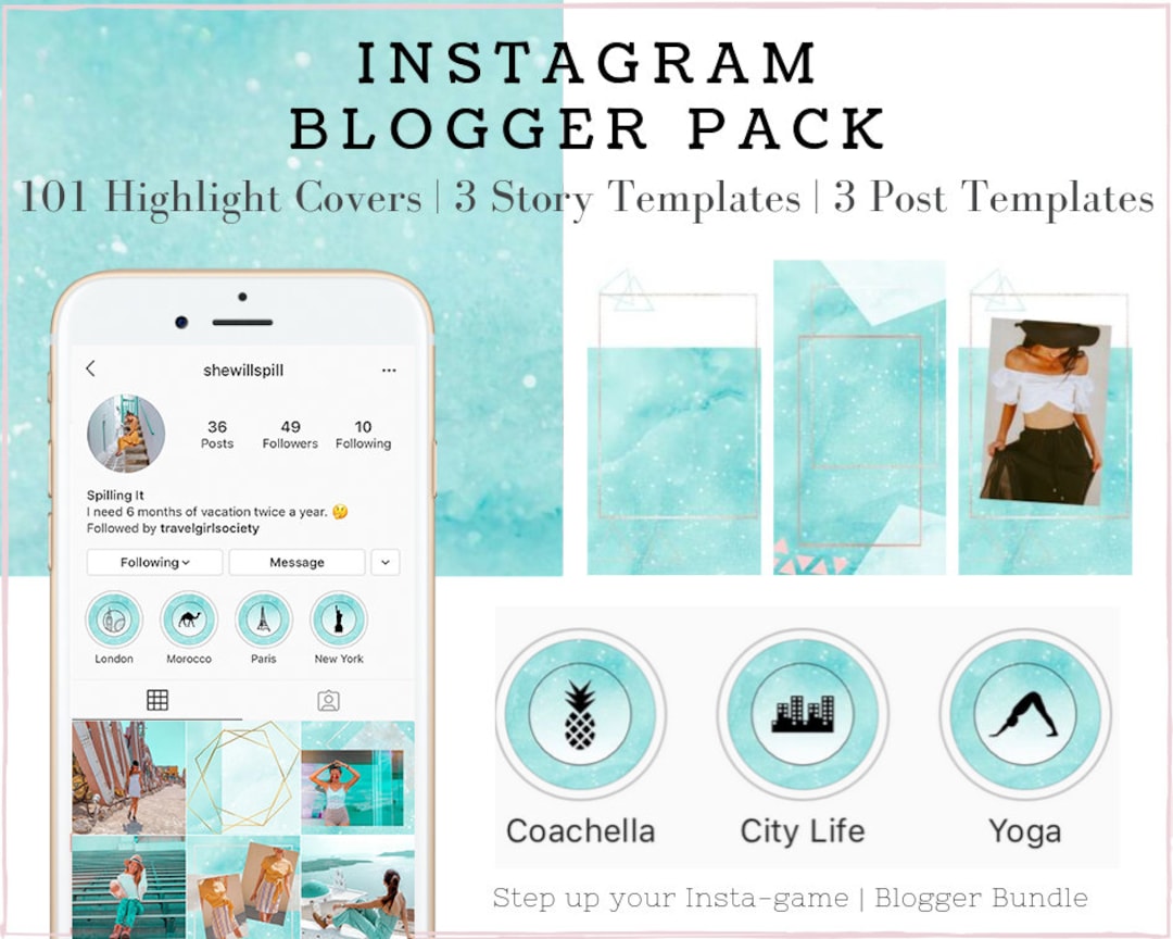 Bright Marble Blue Instagram Highlight Covers, Instagram Story ...