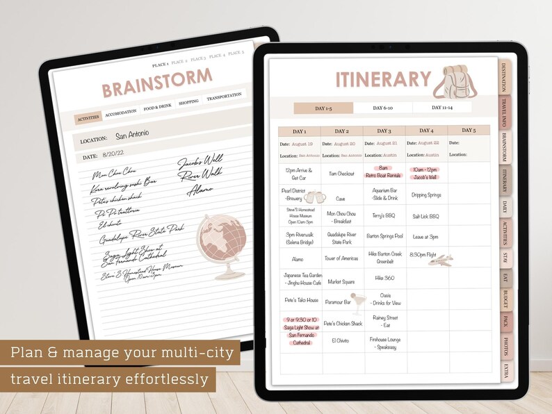 Digital Travel Planner Ipad Goodnotes Neutral Travel Planner - Etsy