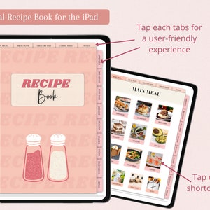 Digital Recipe Book in Pink for Goodnotes & Notability | Hyperlinked ...