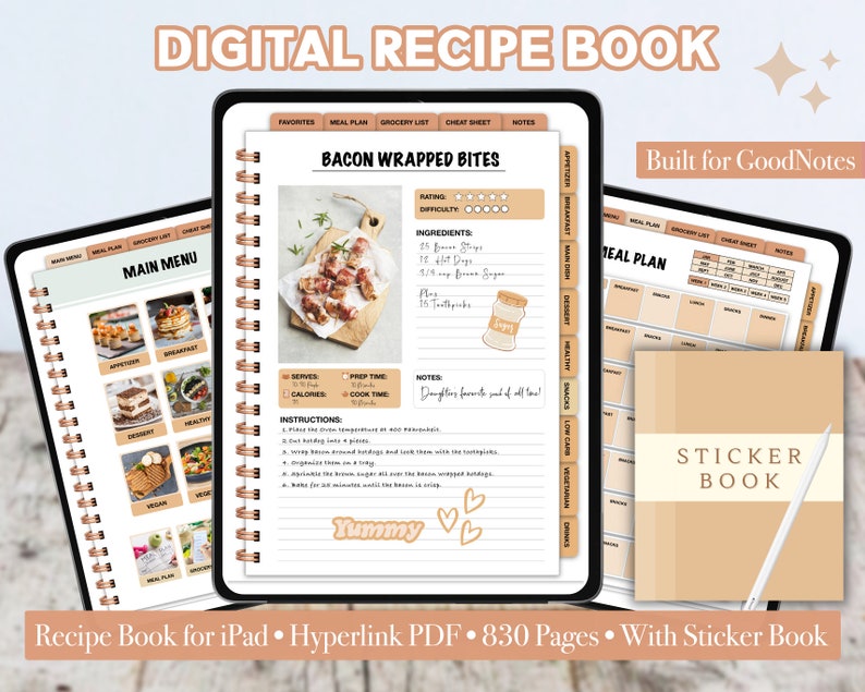 Digital Recipe Planner for Goodnotes & Notability | Digital Recipe Book ...