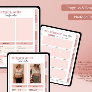 Weight Loss Tracker Digital for Goodnotes Ipad, Pink Fitness Planner ...
