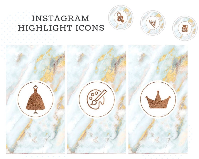 Marble Blue With Gold Instagram Highlight Covers Instagram - Etsy