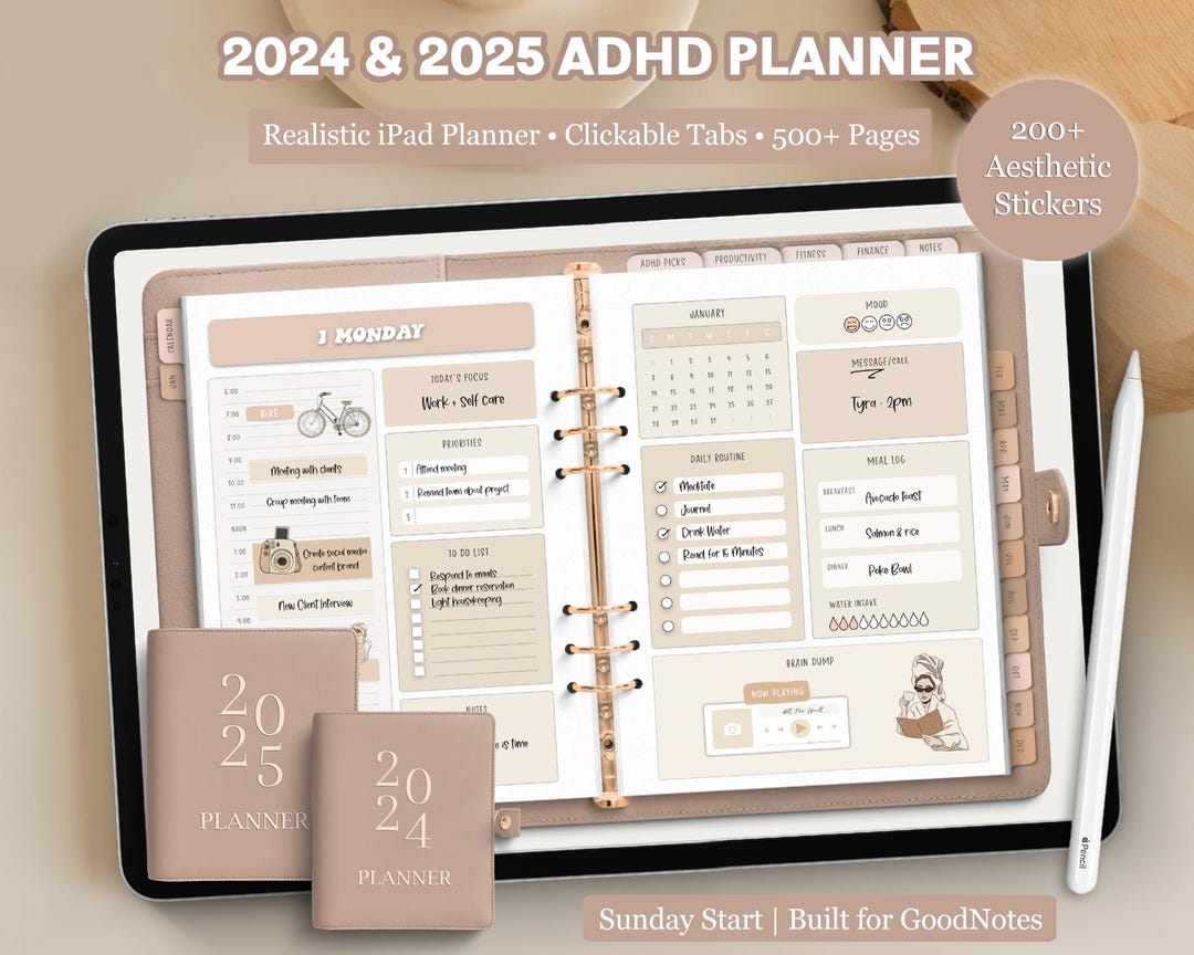 2024 & 2025 Digital Planner, Goodnotes Planner, iPad Planner, Realistic ...