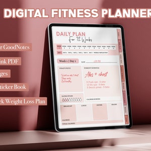 Weight Loss Tracker Digital for Goodnotes Ipad, Pink Fitness Planner ...