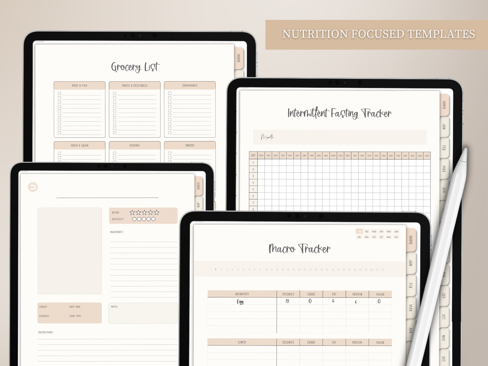 Digital Fitness Planner for iPad Goodnotes, Undated Weight Loss Daily ...