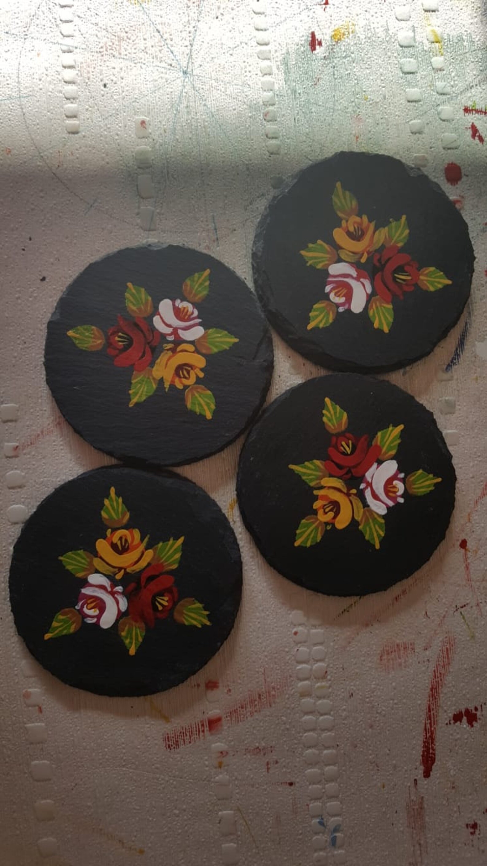 Set of 4 Hand Painted Slate Coasters - Etsy