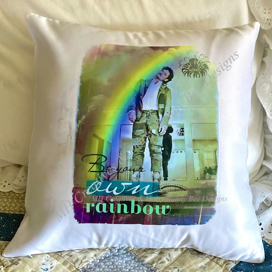 Pedro Pascal be Your Own Rainbow Fanart Satin Pillow - Etsy