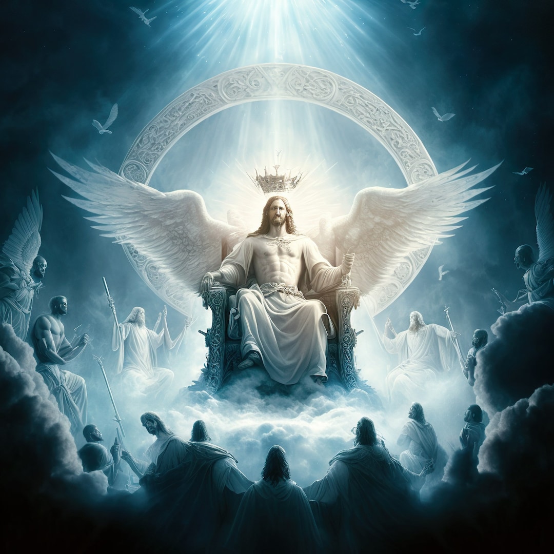 God Jesus Christ With Angels Canvas Wall Print Art, Angels Lovers ...