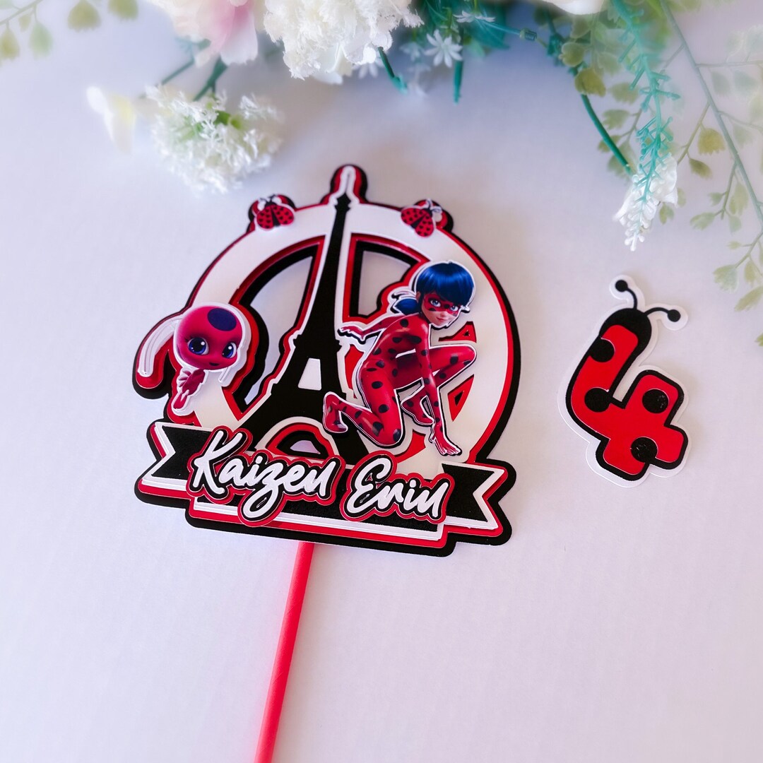 Ladybug Personalised Cake Topper Set - Etsy