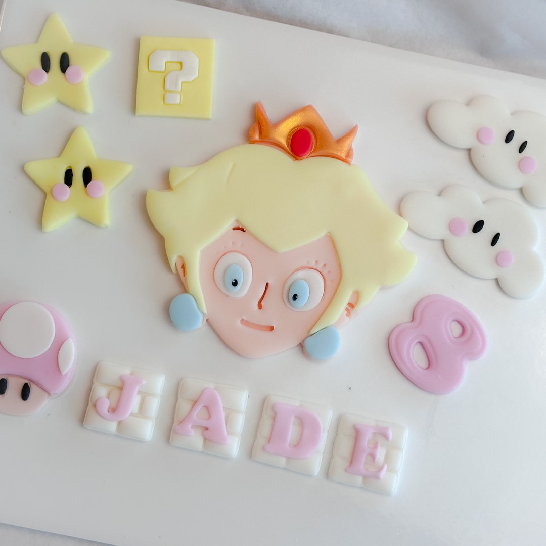 Princess Peach Style Edible Personalised Sugar Fondant Cake Topper ...