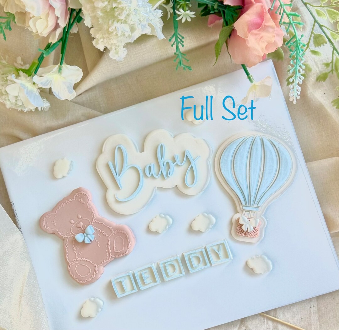 Edible Teddy Bear Hot Air Balloon Baby Shower Neutral Fondant - Etsy
