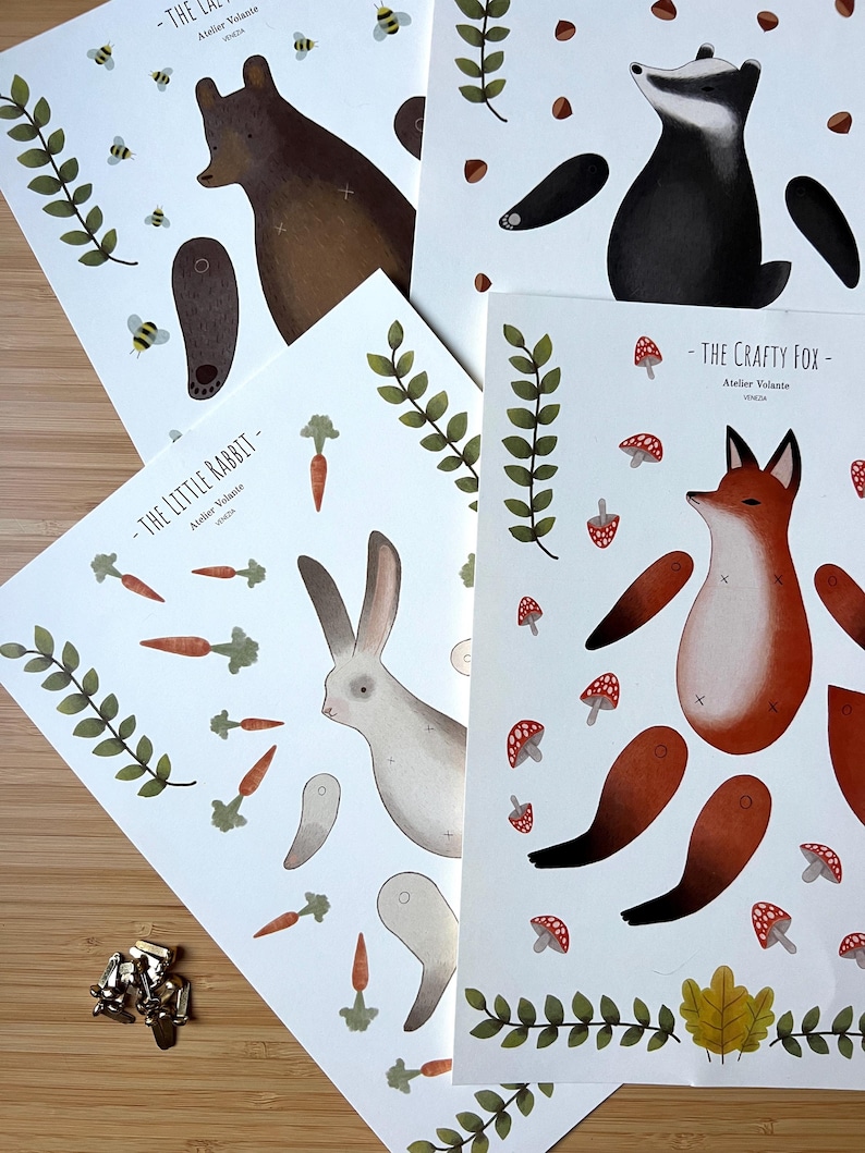 Woodland Animal Paper Dolls Kit - Set of 4 - Etsy