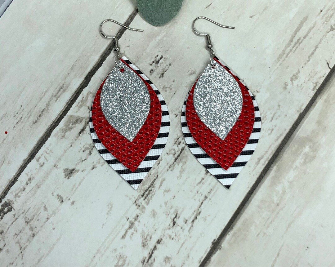 Black/white Stripes Red Snake Print Silver Glitter Faux - Etsy