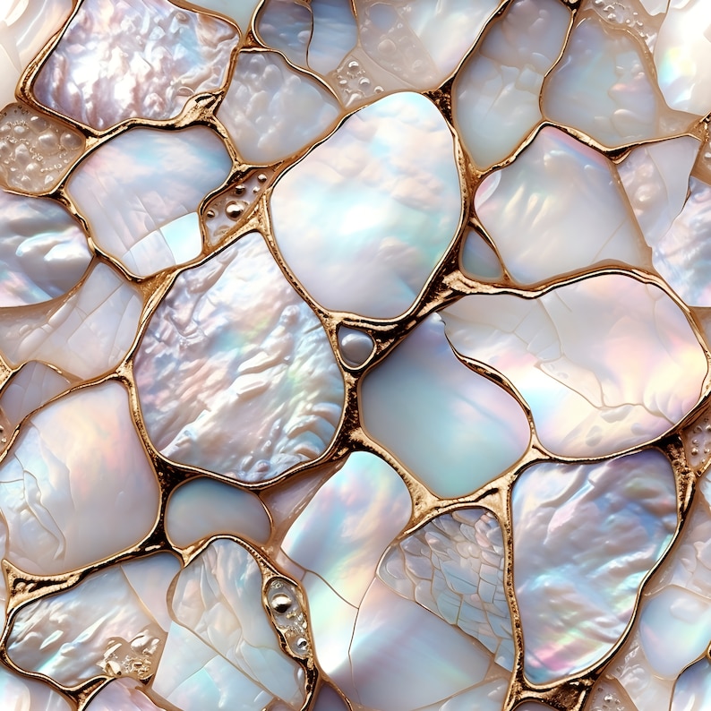 Elegant Mother of Pearl Opal Seamless Pattern, Digital Art for ...