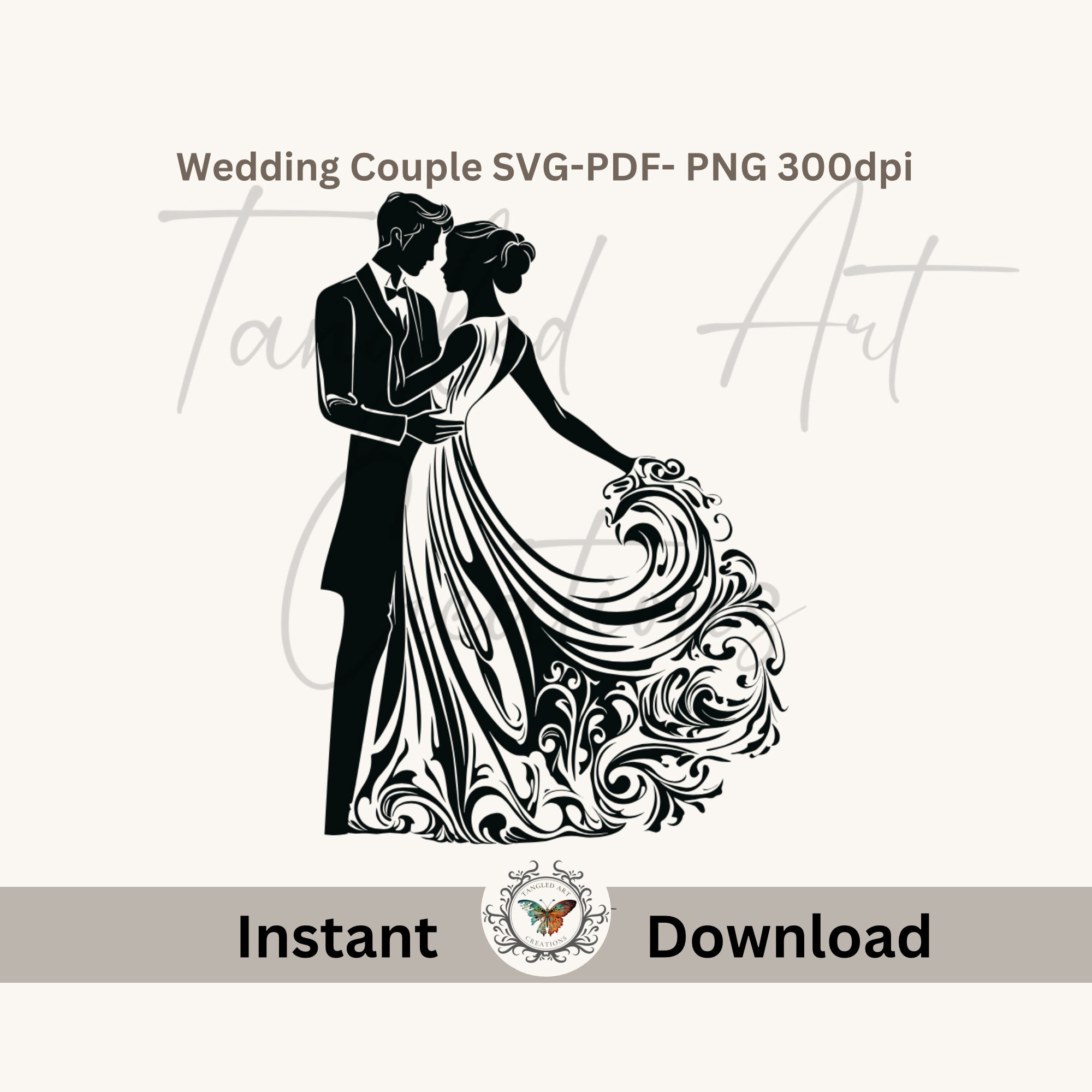 Wedding Couple, Bride and Groom, SVG-PDF-PNG Sublimation, Cutout File ...