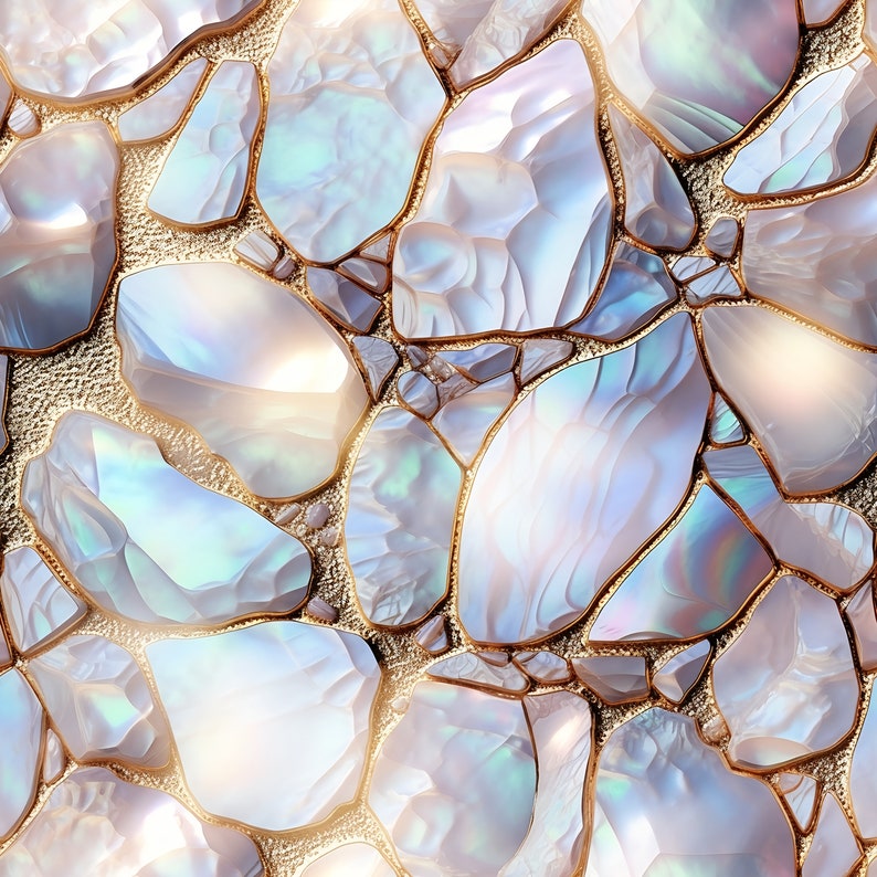 Elegant Mother of Pearl Opal Seamless Pattern Digital Art for - Etsy