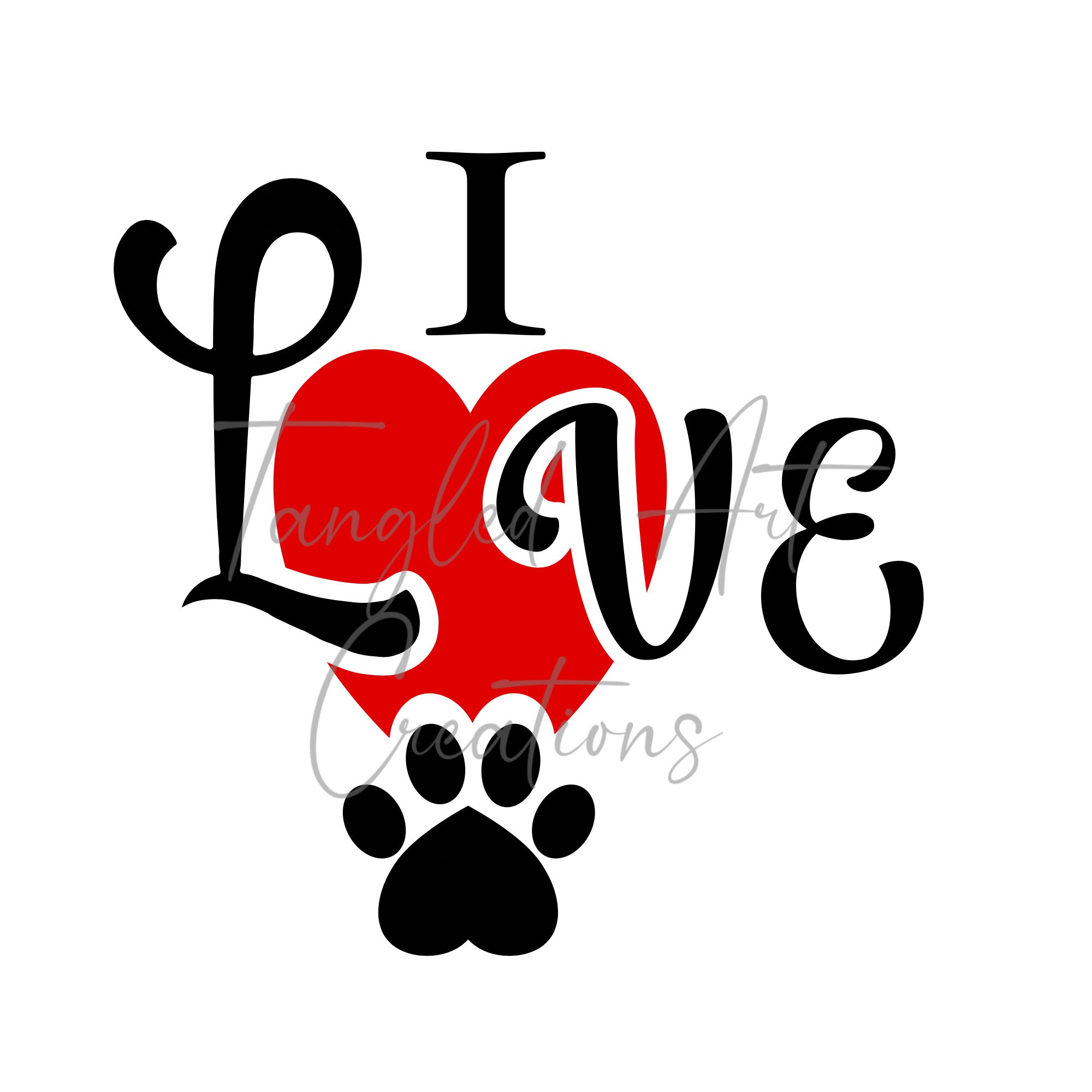 I Love Puppy Svg, I Heart Dog Paw SVG, Cricut File, Silhouette Cutter ...