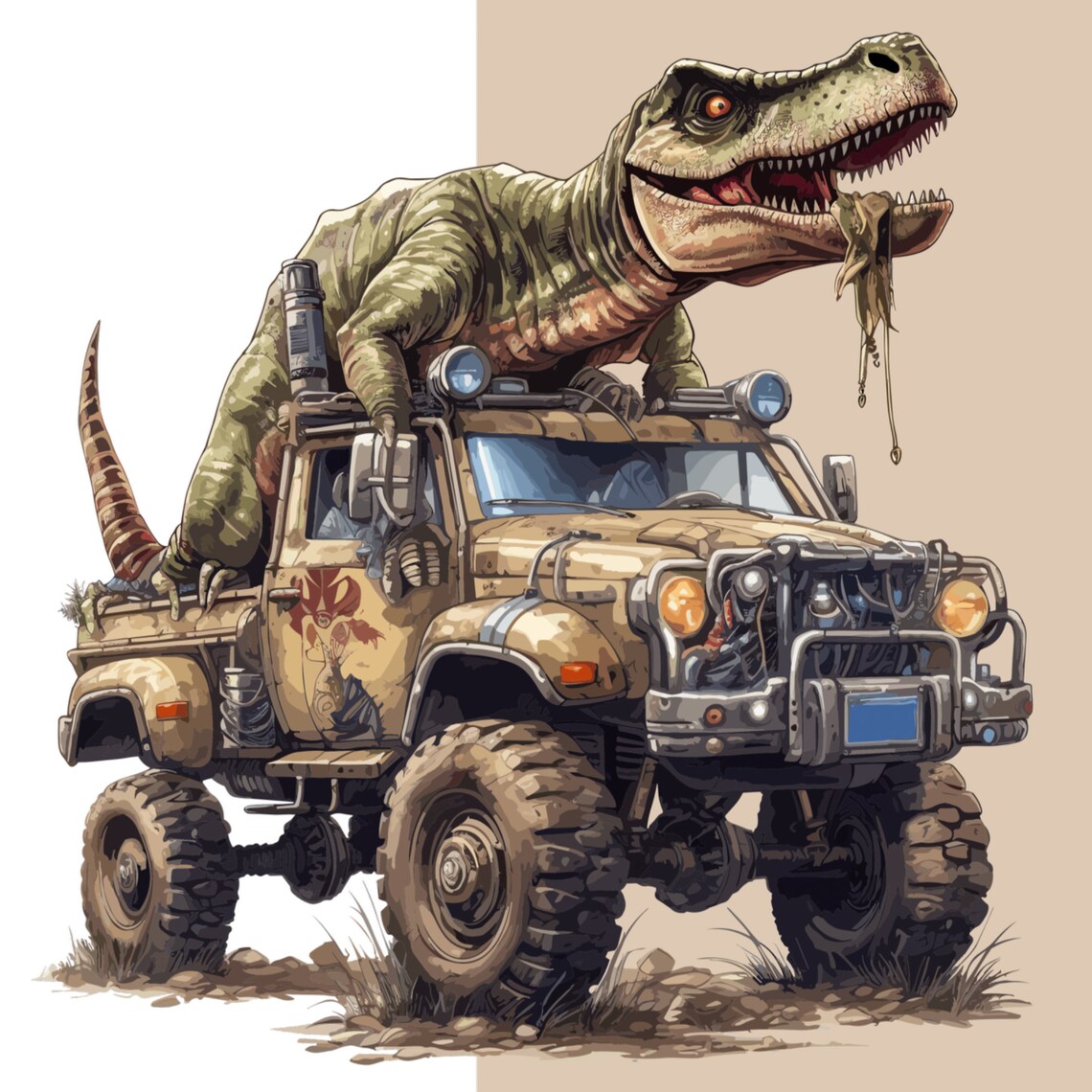 Monster Truck Dinosaur, PNG File 300 DPI, and SVG File for Large ...