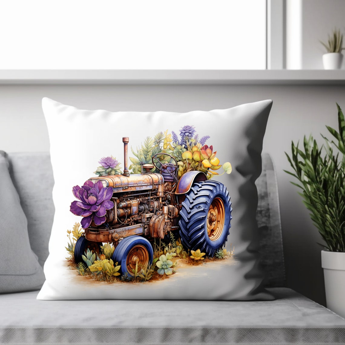 Purple Tractor With Succulents PNG Sublimation Clipart - Etsy