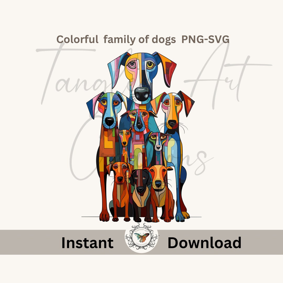 Colorful Family of Dogs, Svg- Png File 300 DPI, SVG for Great Printing ...