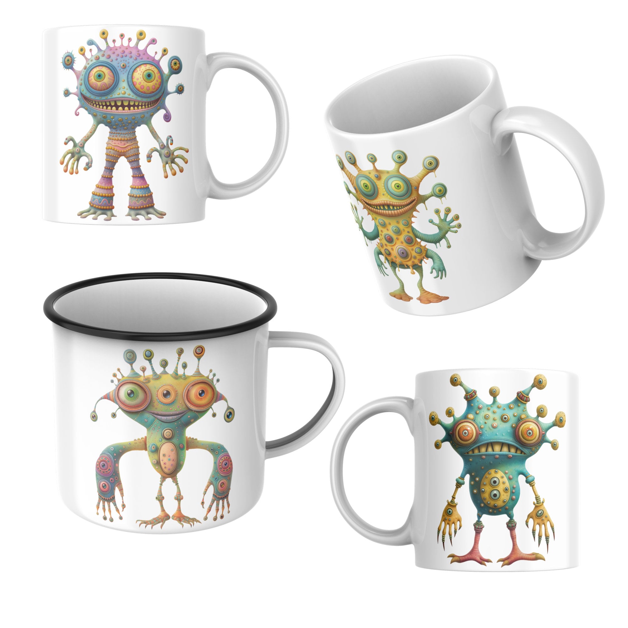 10 Whimsical Crazy Aliens PNG File 300 DPI, Great for Clipart ...