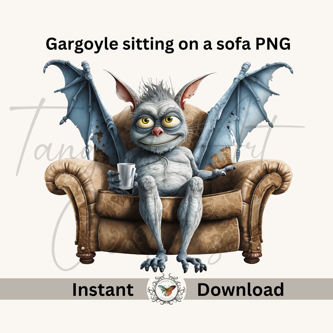 Funny Chilling Gargoyle PNG, Sublimation - Digital Art for Whimsical ...