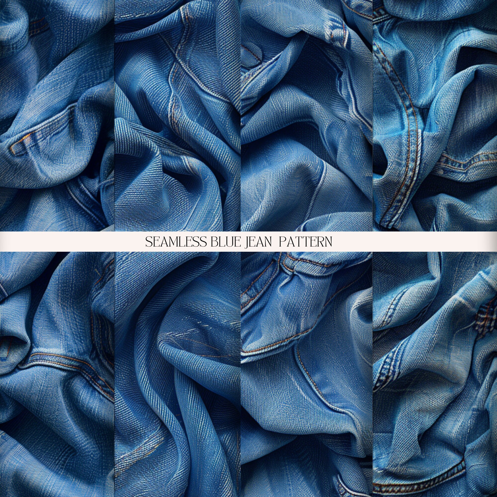 4 Denim Seamless Pattern, PNG, Digital Art for Versatile Designs ...