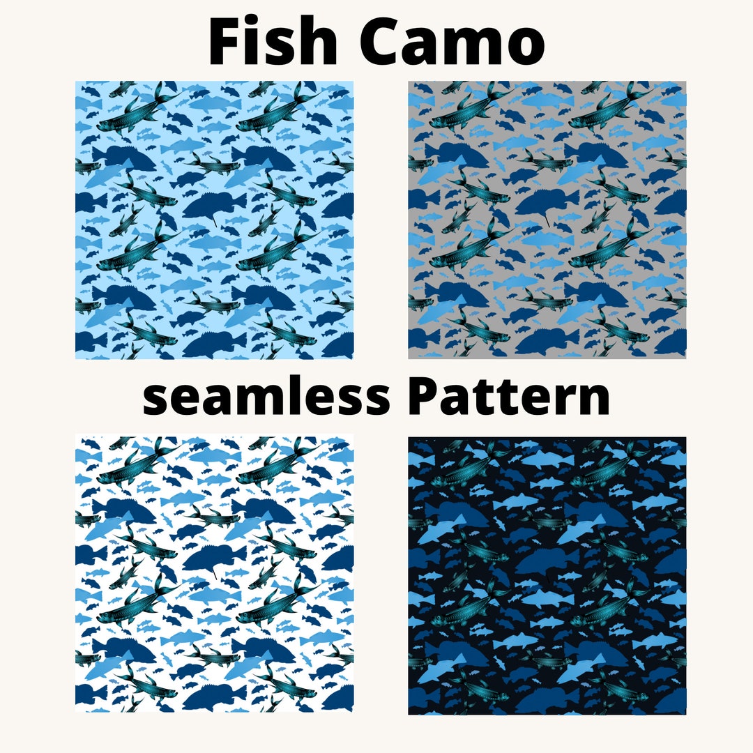 Fish Camo Seamless Transparent Pattern PNG and SVG Format - Etsy