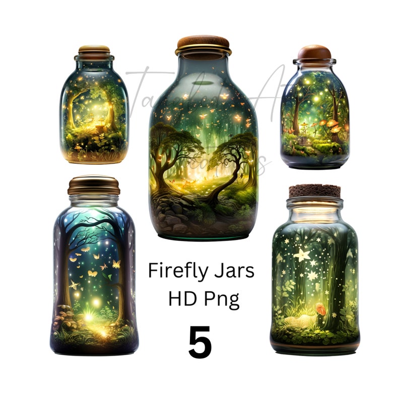 Magical Firefly Jar Watercolor PNG Sublimation, Digital Art for Dreamy ...