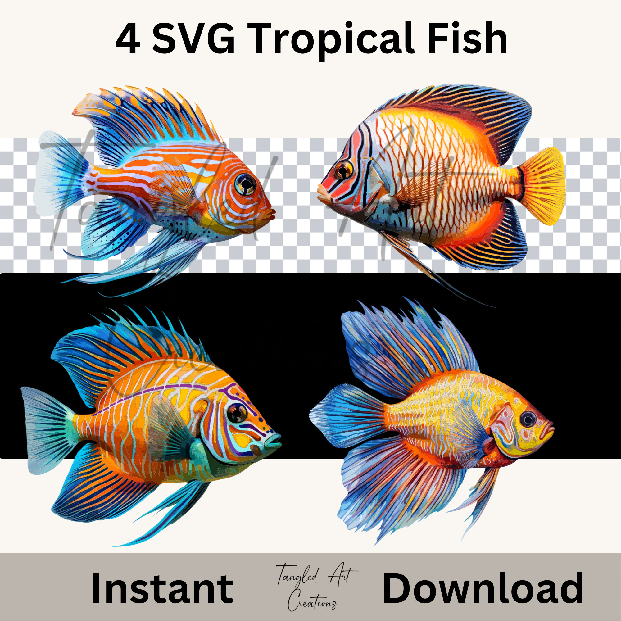 Colorful Tropical Fish, SVG File 300, Clipart Fish, Fish Lovers ...