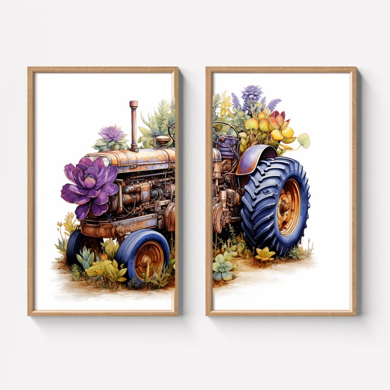 Purple Tractor With Succulents PNG Sublimation Clipart - Etsy