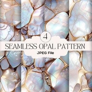 Elegant Mother of Pearl Opal Seamless Pattern, Digital Art for ...