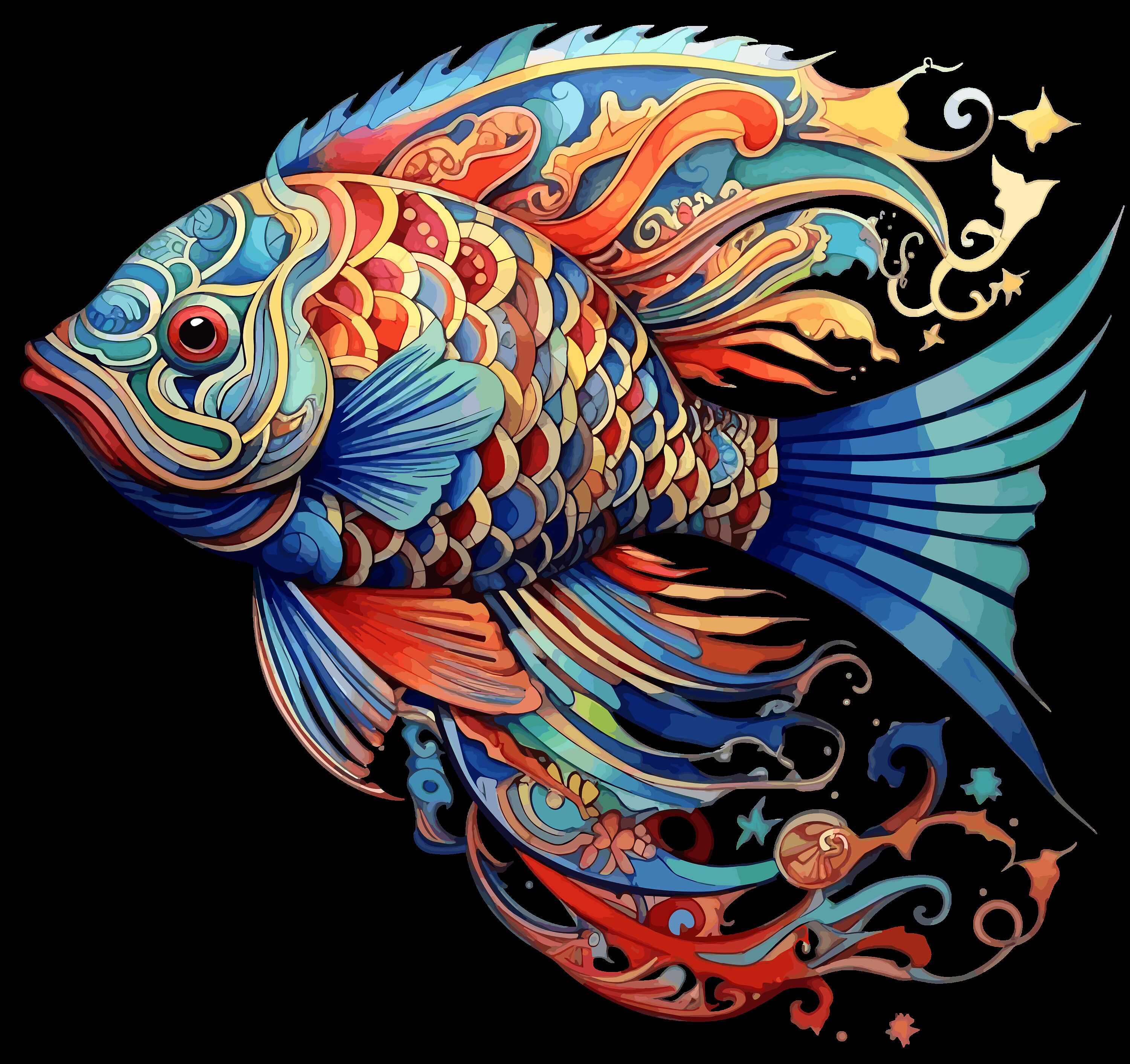Beautiful Intricate Fish, PNG File 300 DPI, Clipart Fish, Fish Lovers ...