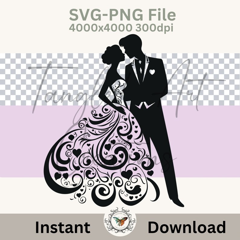 Heart Wedding Couple Bride and Groom SVG-PNG Sublimation - Etsy