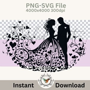 Heart Wedding Couple, Bride and Groom, SVG-PNG Sublimation, Svg Not for ...