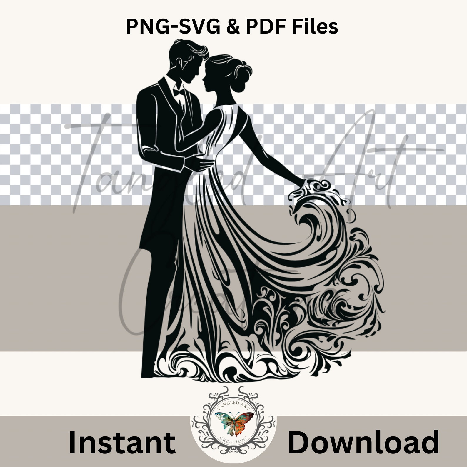 Wedding Couple, Bride and Groom, SVG-PDF-PNG Sublimation, Cutout File ...