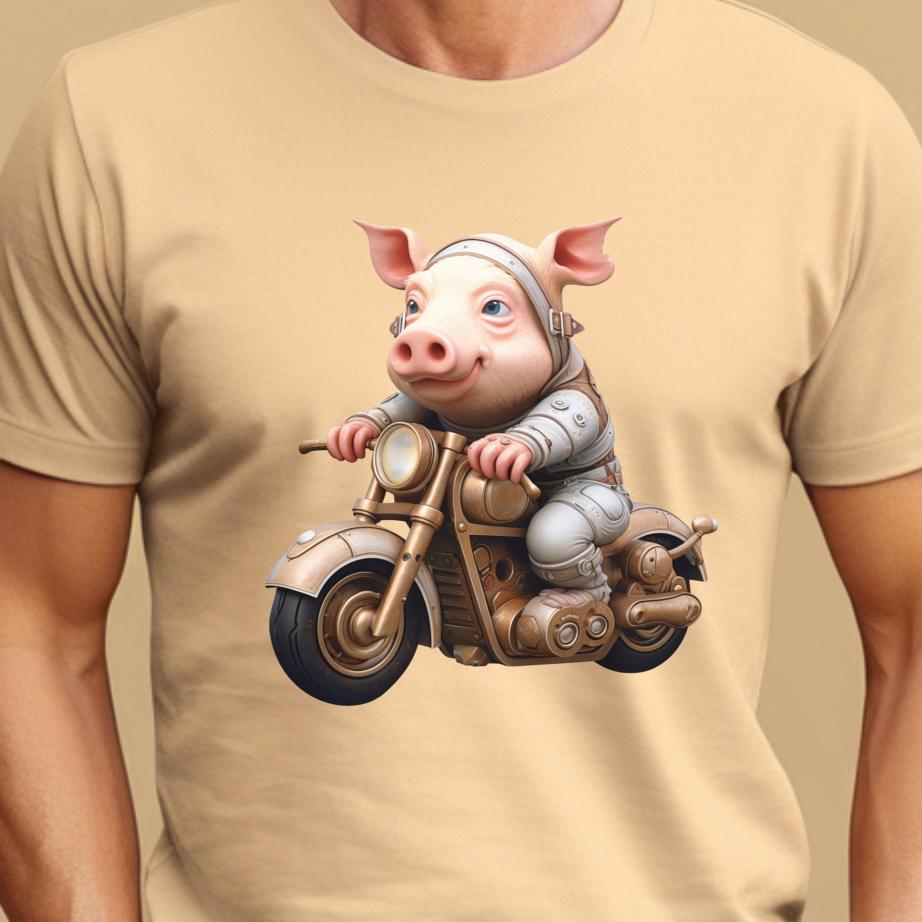 Funny Pig in Motorcycle Caricature, Colorful, High Resolution PNG File ...