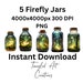 Magical Firefly Jar Watercolor PNG Sublimation, Digital Art for Dreamy ...