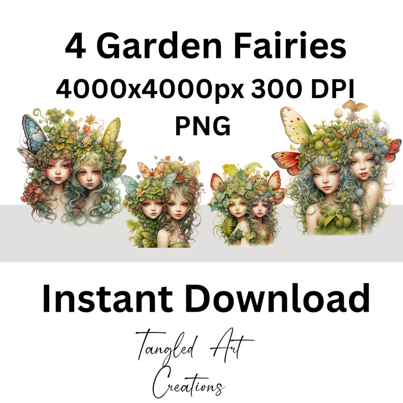 Whimsical Garden Fairies PNG - Digital Art for Enchanting Designs ...