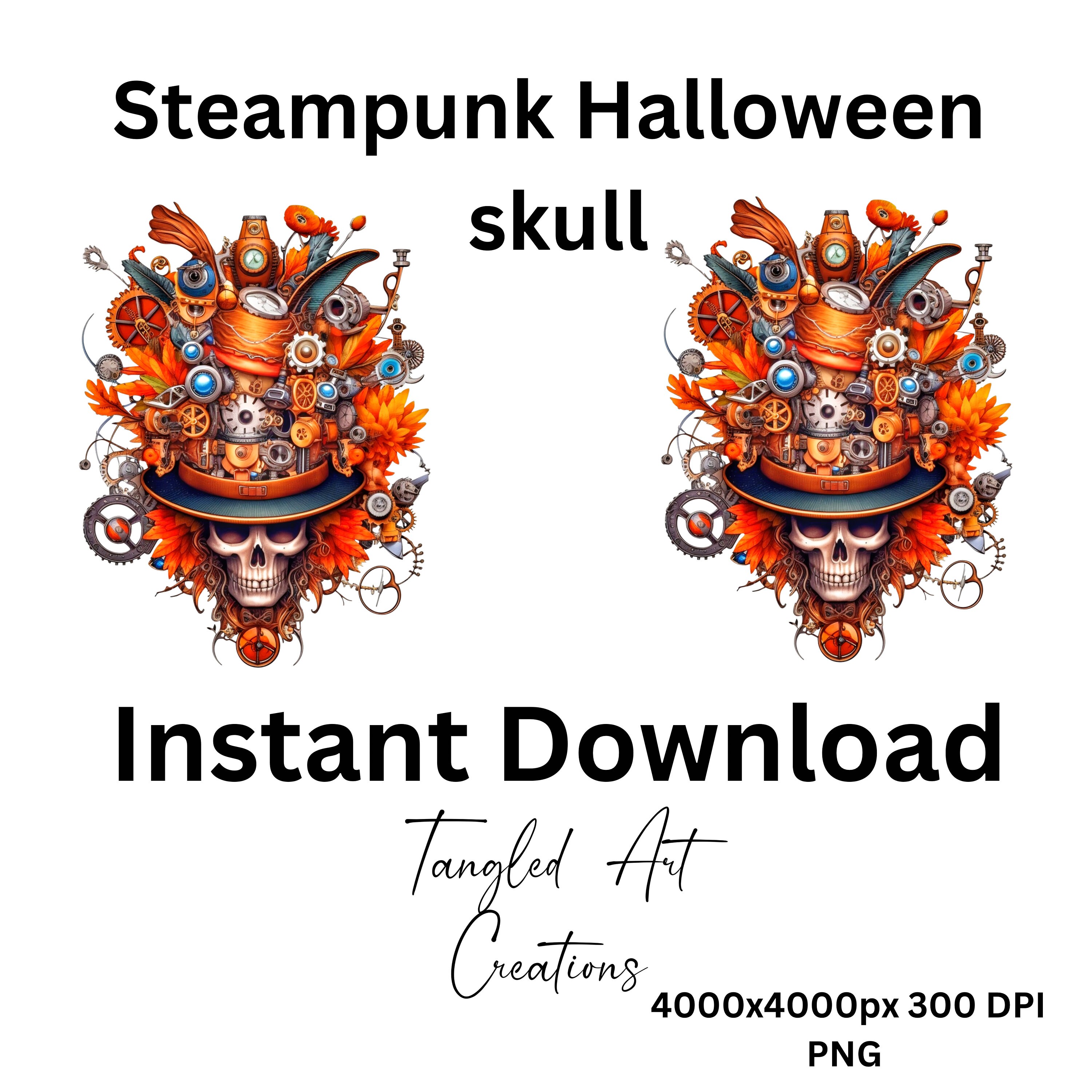 Steampunk Halloween Skull Sublimation Unique Gothic Etsy