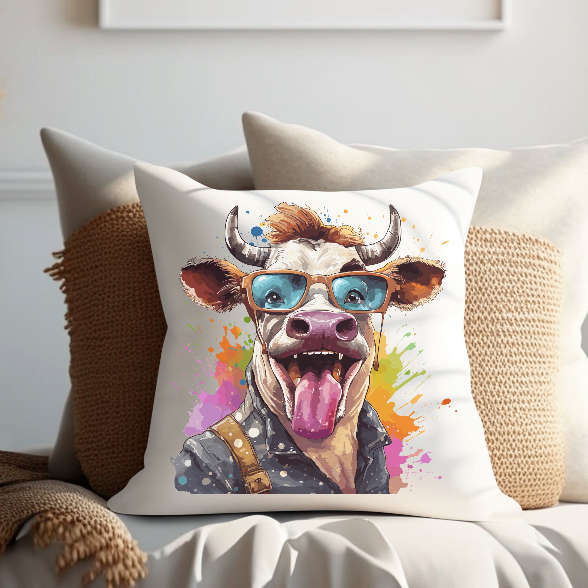 Hilarious Smiling Cow, Rock Punk, High Resolution PNG File 4000x4000 ...
