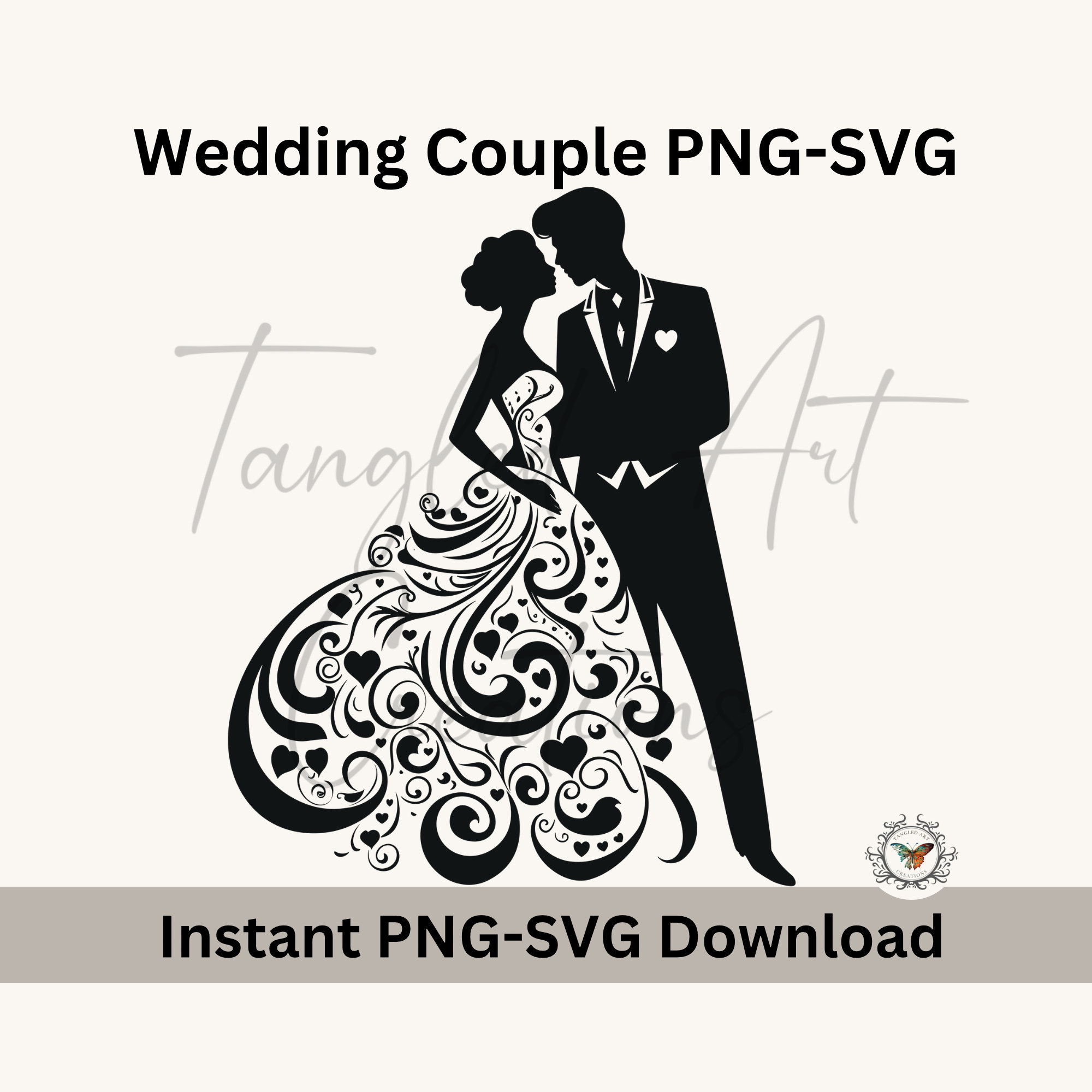 Heart Wedding Couple, Bride and Groom, SVG-PNG Sublimation, Svg Not for ...