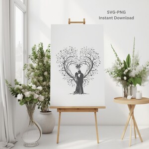 Heart Tree With Mistletoe Wedding Couple, Bride and Groom, SVG-PNG ...