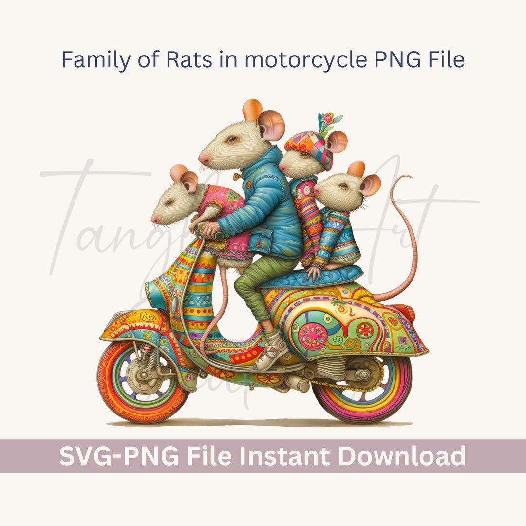 Colorful Family of Rats in Motorcycle Png File for Great Printing ...