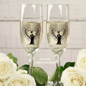 Heart Tree With Mistletoe Wedding Couple, Bride and Groom, SVG-PNG ...