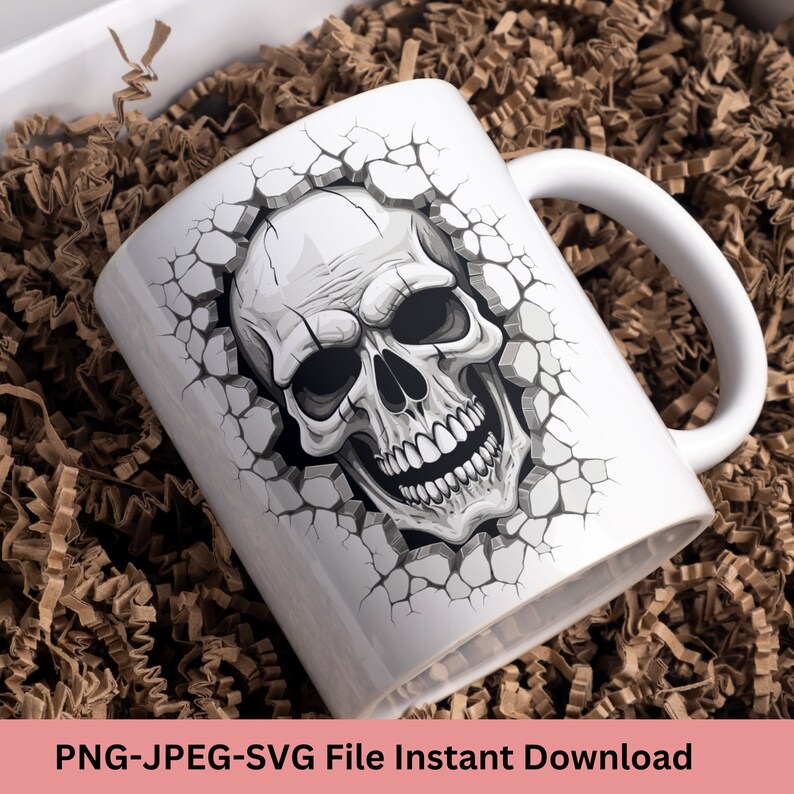 Skull Inside Cracked Wall SVG-PNG-JPEG Skull Clipart - Etsy
