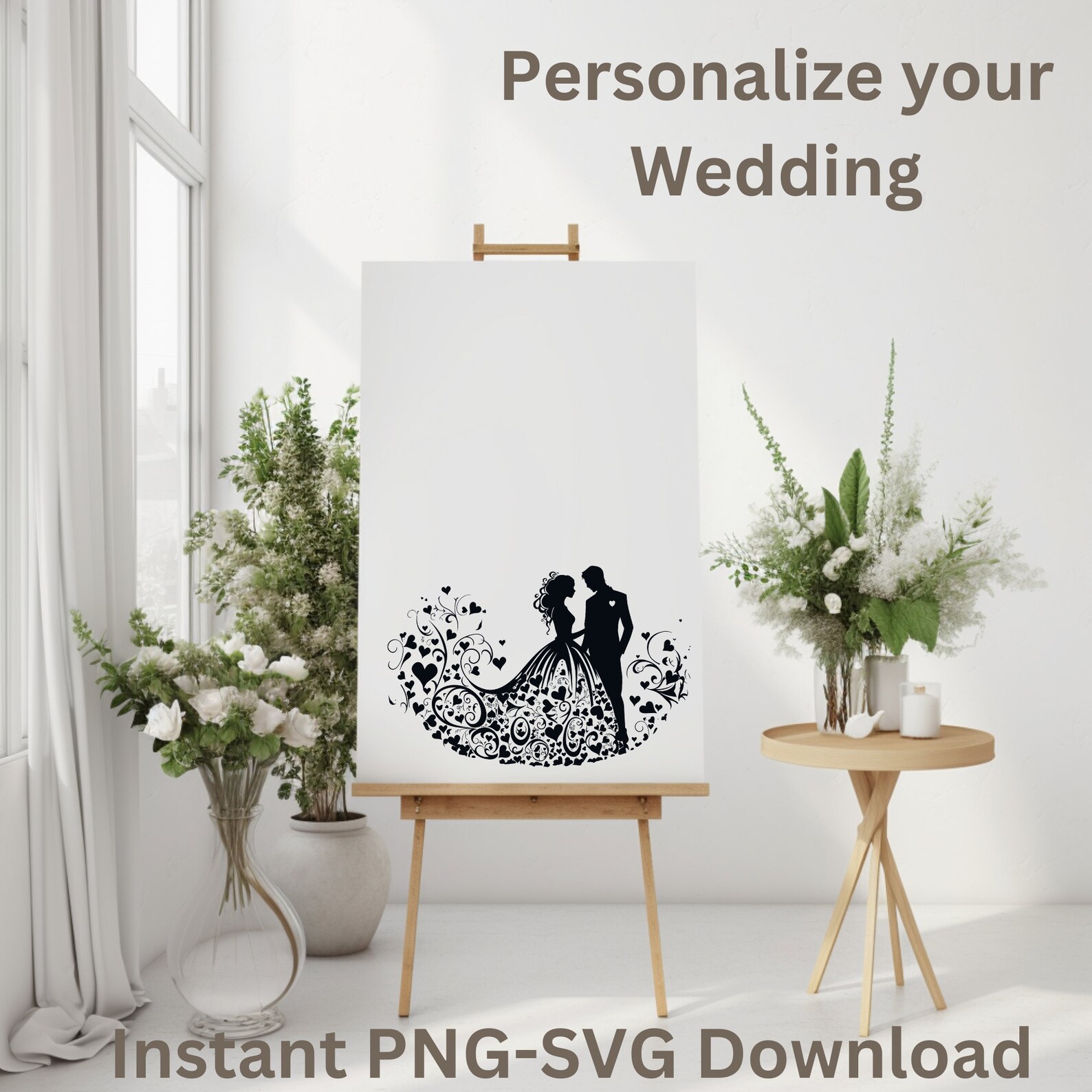 Heart Wedding Couple, Bride and Groom, SVG-PNG Sublimation, Svg Not for ...