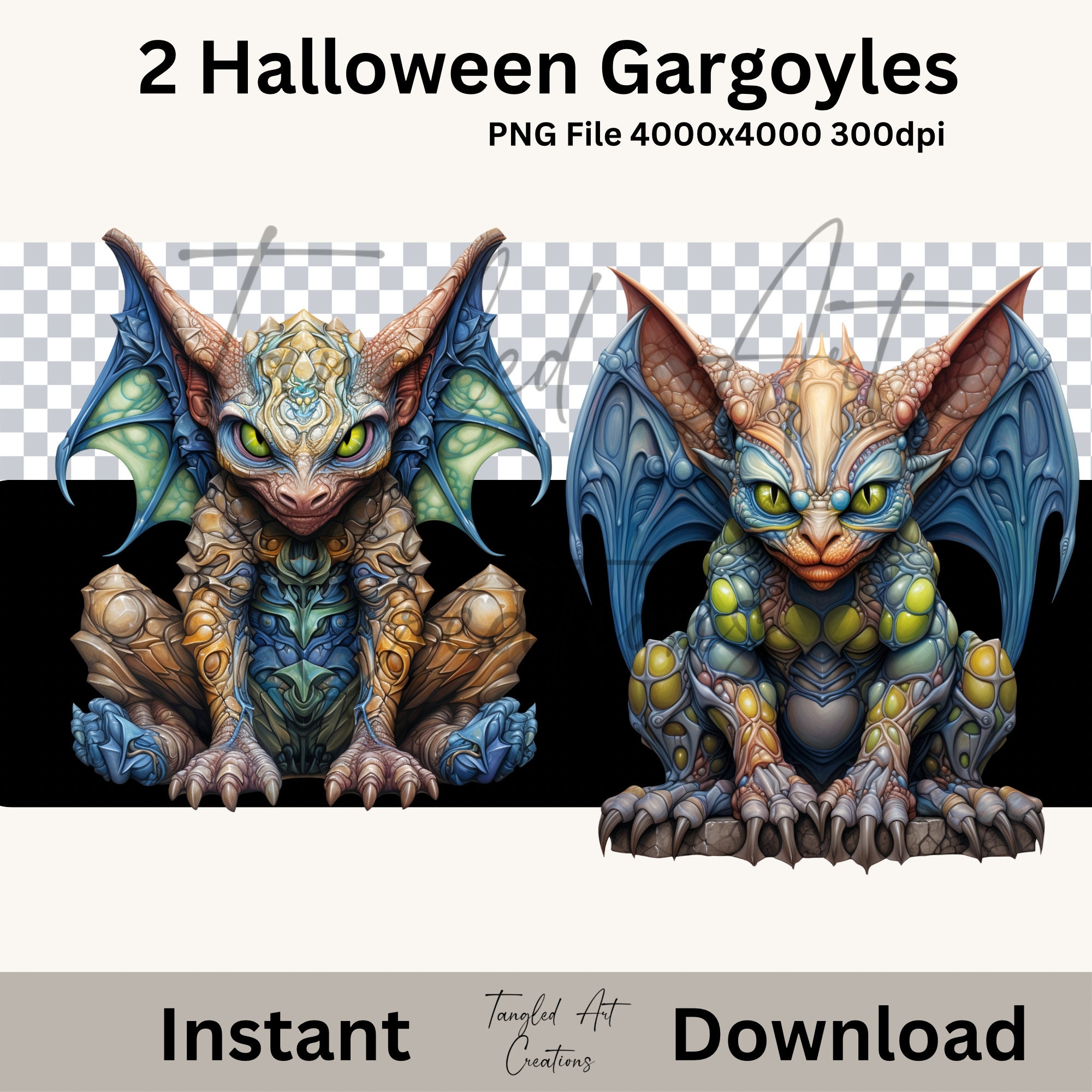 2 Scary Gargoyle PNG Sublimation Digital Art for Whimsical - Etsy