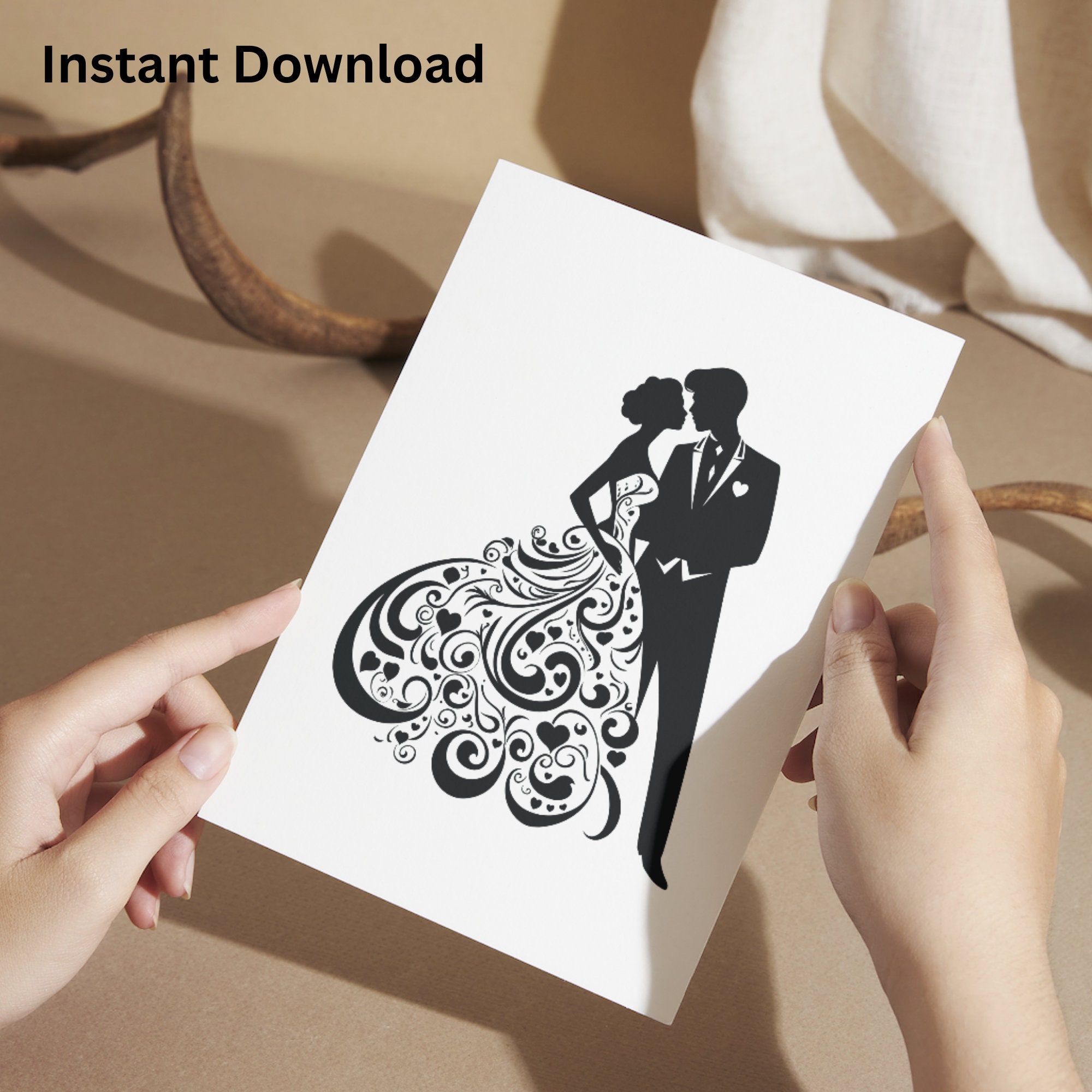 Heart Wedding Couple Bride and Groom SVG-PNG Sublimation - Etsy